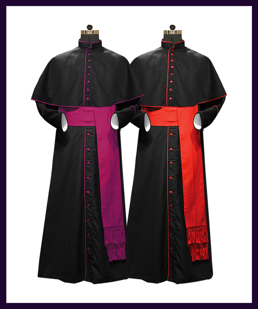 Clergy Cassock - White Roman Cassock with Trims | PSG VESTMENTS