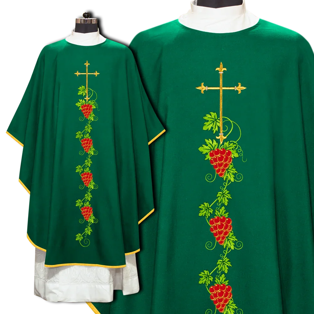 Gothic Chasuble Adorned with Intertwined Cross and Grape Bunches Motif ...