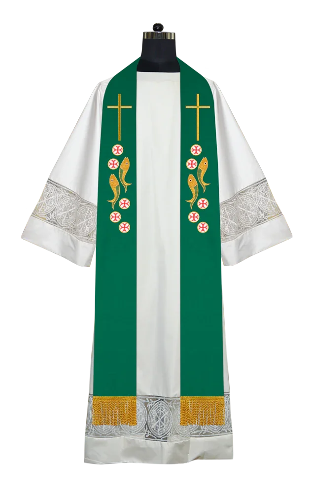 Clergy Stole Enhanced with Bread and Fish Motif – PSG VESTMENTS