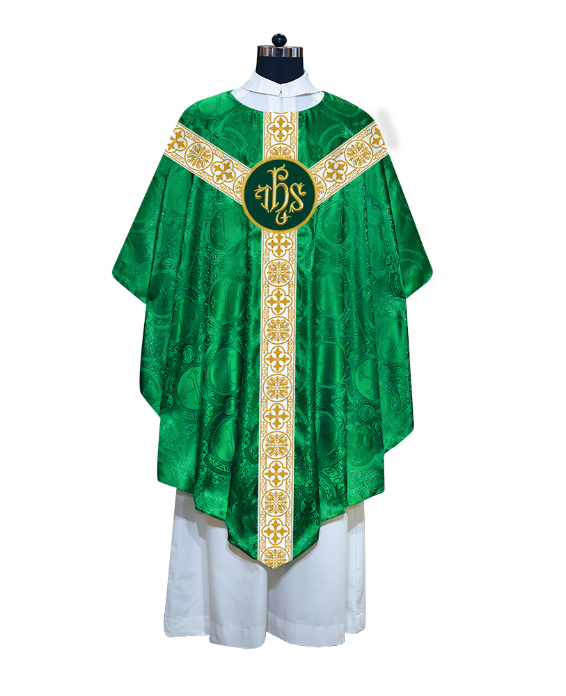 Traditional Pugin Style Chasuble Adorned with White Braids – PSG VESTMENTS