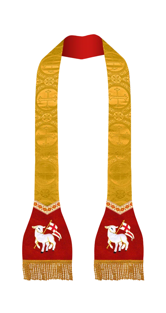 Liturgical Roman Stole - Embroidered Motif | PSG VESTMENTS
