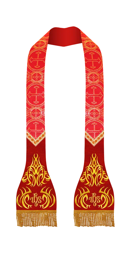 Embroidered Roman Stole with Motif - PSG VESTMENTS