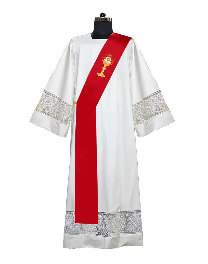 Chalice with IHS Embroidered Deacon Stole Vestment - PSG VESTMENTS