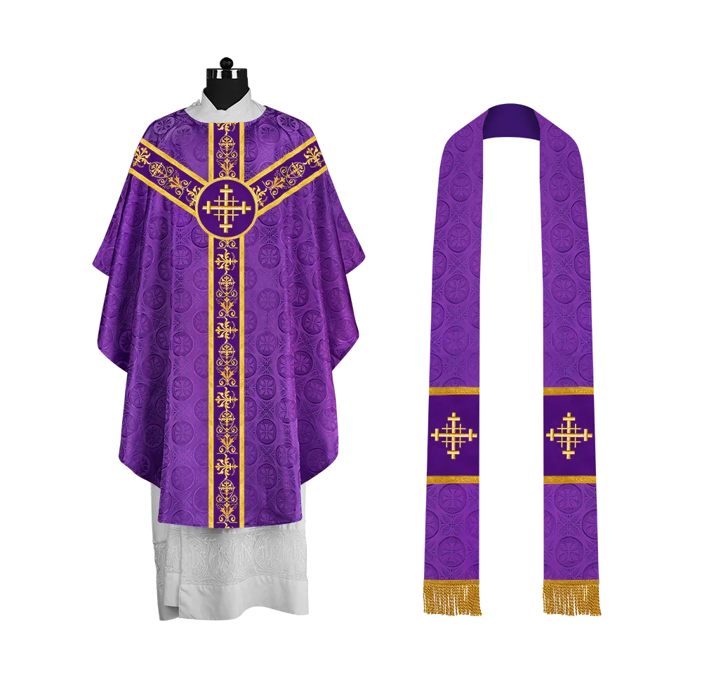 Ornate Priest Chasuble Vestment with Liturgical Embroidered Trims – PSG ...