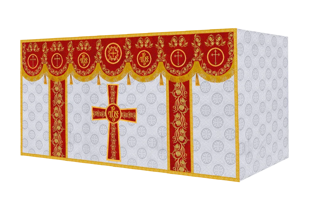 Embroidered Catholic Altar Cloth with Golden Braids – PSG VESTMENTS