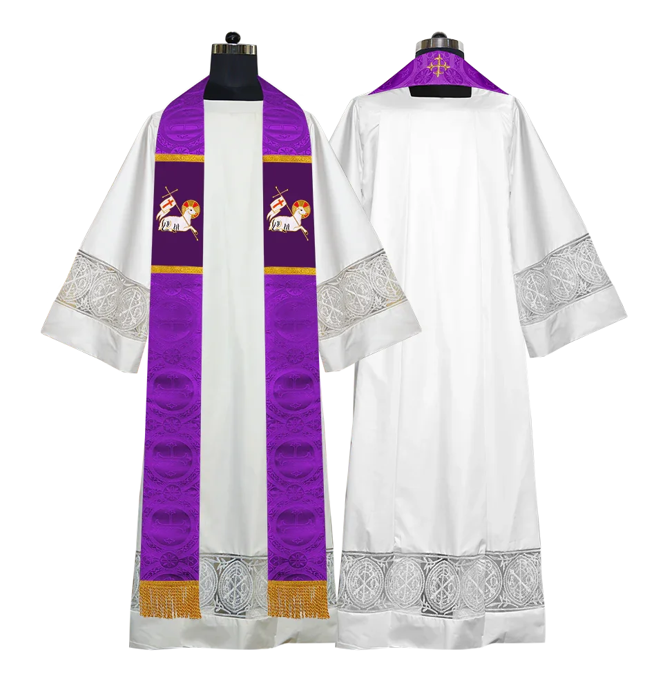 Liturgical Stole with Embroidered Lamb Motif – PSG VESTMENTS