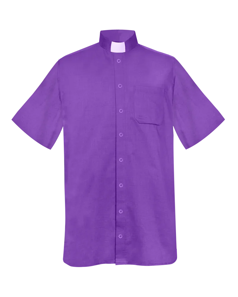Clergy Shirt Short Sleeve Violet Tab Collar - PSG VESTMENTS