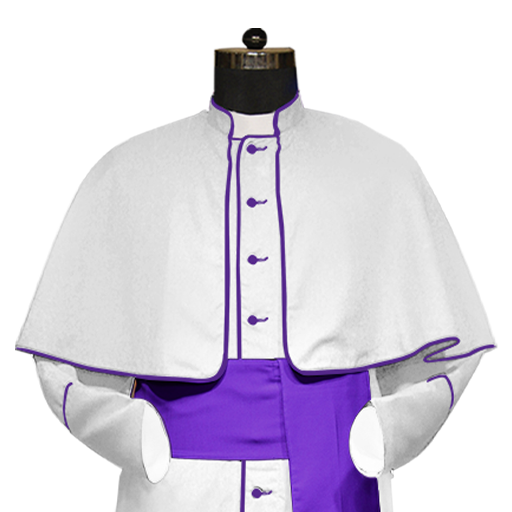 White Roman Cassock with trims – PSG VESTMENTS