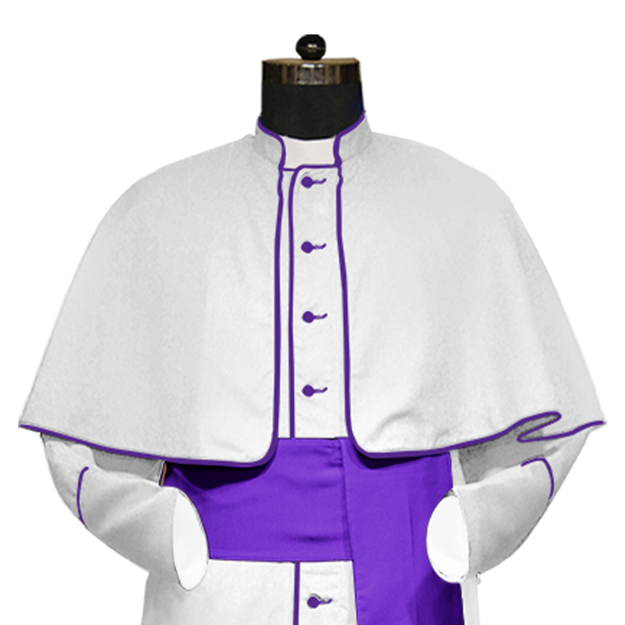 White Roman Cassock with trims – PSG VESTMENTS