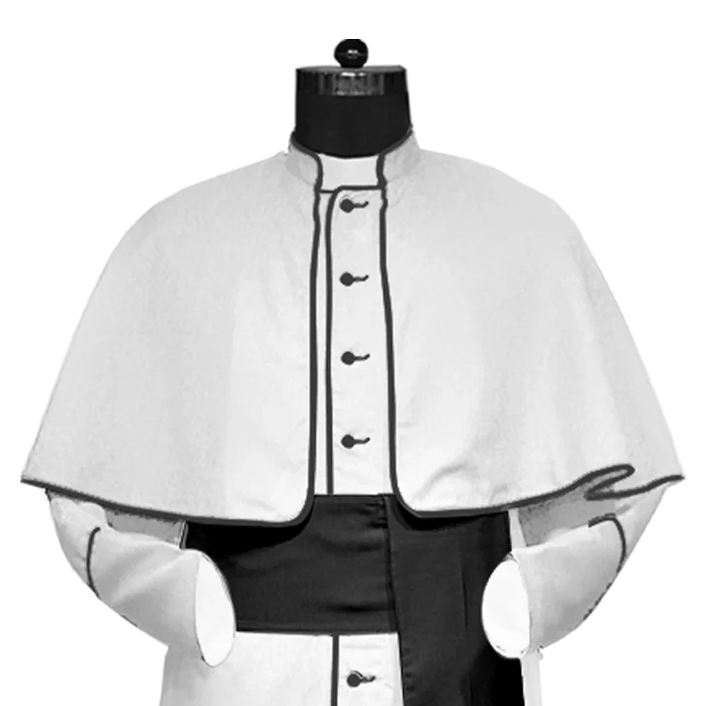 White Roman Cassock with trims – PSG VESTMENTS