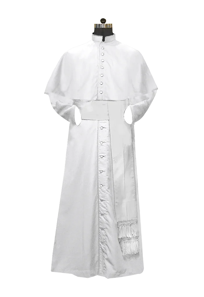 White Roman Cassock with mozzetta – PSG VESTMENTS