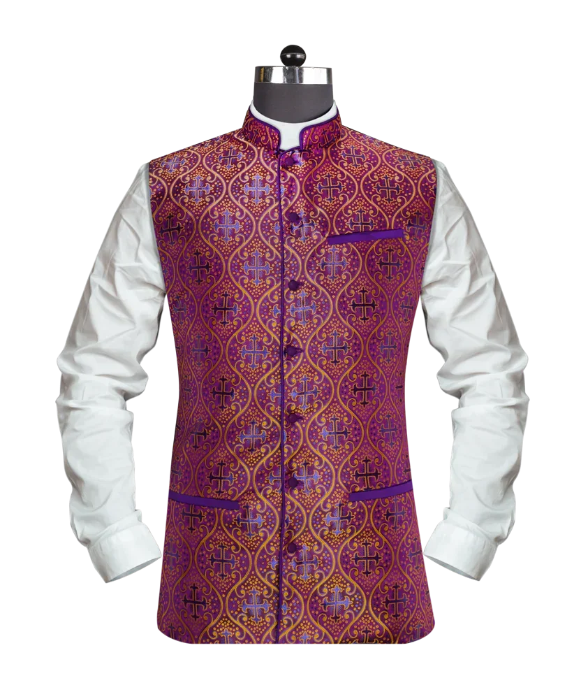 Clergy Vest Ogee-Violet – PSG VESTMENTS