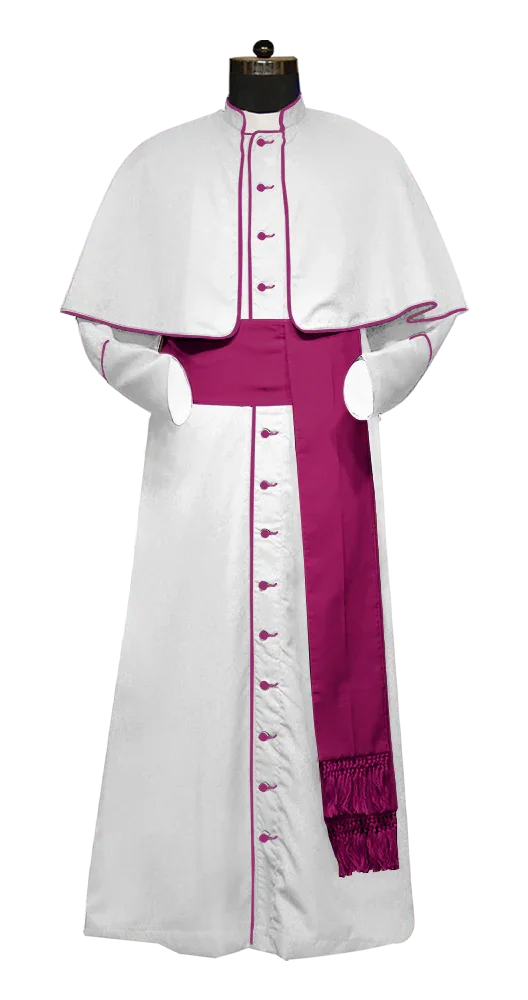 White Roman Cassock with trims – PSG VESTMENTS